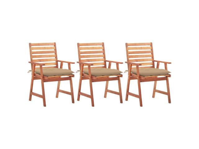 Click here for vidaXL 3x Solid Acacia Wood Patio Dining Chairs wi... prices