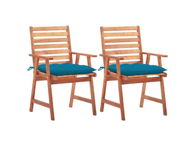 Click here for vidaXL 2x Solid Acacia Wood Patio Dining Chairs wi... prices