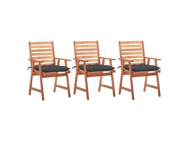 Click here for vidaXL 3x Solid Acacia Wood Patio Dining Chair wit... prices