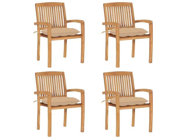 Click here for vidaXL 4x Solid Teak Wood Stacking Patio Chairs wi... prices