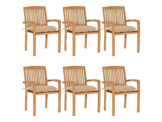 Click here for vidaXL 6x Solid Teak Wood Stacking Patio Chairs wi... prices