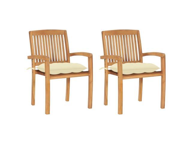 Click here for vidaXL 2x Solid Teak Wood Patio Chairs with Cream... prices