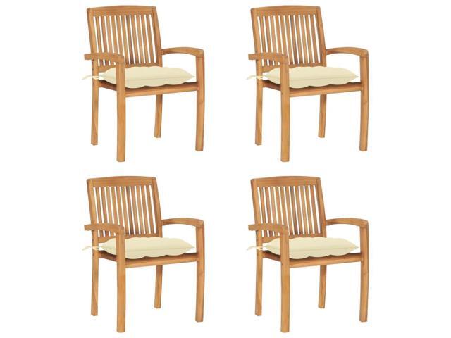 Click here for vidaxL 4x Solid Teak Wood Stacking Patio Chairs wi... prices