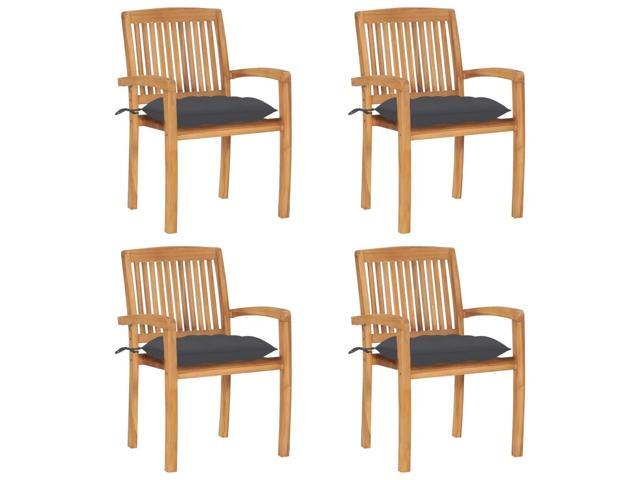 Click here for vidaxL 4x Solid Teak Wood Stacking Patio Chairs wi... prices