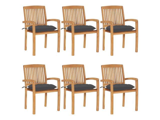 Click here for vidaxL 6x Solid Teak Wood Stacking Patio Chairs wi... prices