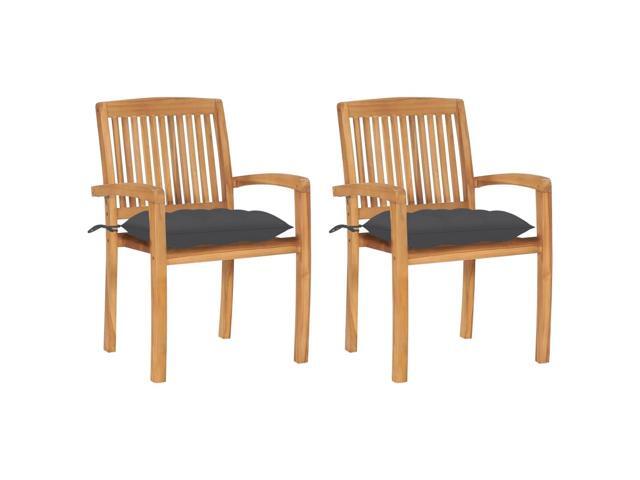 Click here for vidaXL 2x Solid Teak Wood Patio Chairs with Anthra... prices