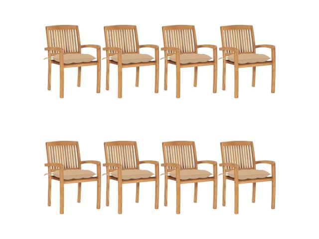 Click here for vidaXL 8x Solid Teak Wood Stacking Patio Chairs wi... prices