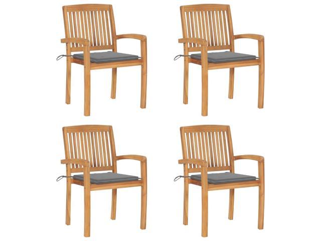 Click here for vidaXL 4x Solid Teak Wood Stacking Patio Chairs wi... prices