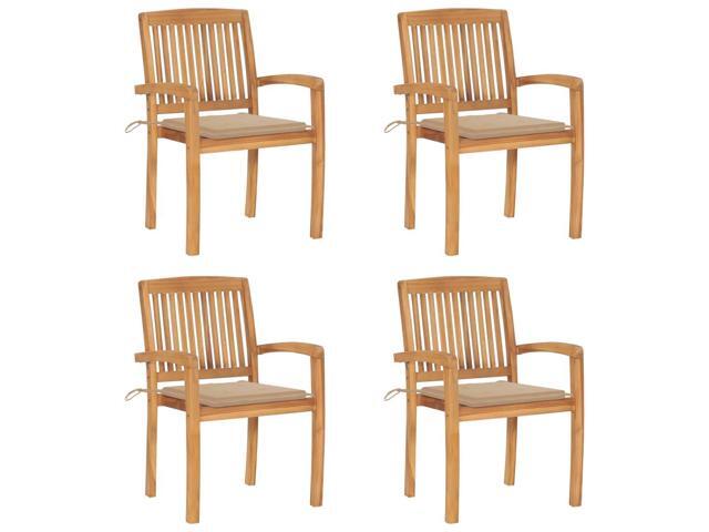 Click here for vidaXL 4x Solid Teak Wood Stacking Patio Chairs wi... prices