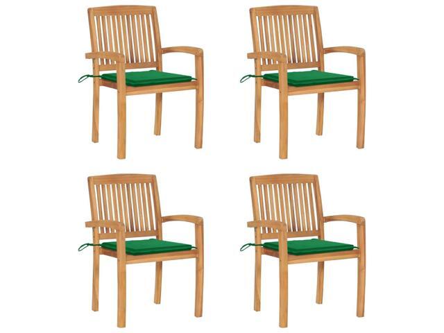 Click here for vidaXL 4x Solid Teak Wood Stacking Patio Chairs wi... prices