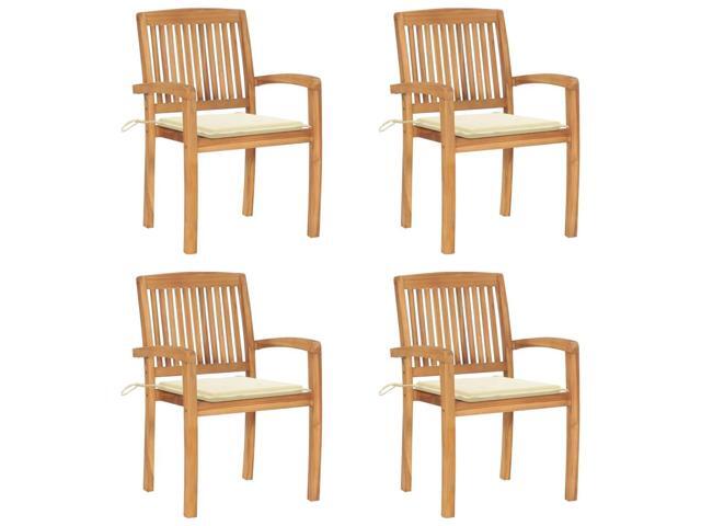 Click here for vidaXL 4x Solid Teak Wood Stacking Patio Chairs wi... prices