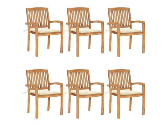 Click here for vidaXL 6x Solid Teak Wood Stacking Patio Chairs wi... prices