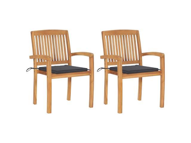 Click here for vidaXL 2x Solid Teak Wood Patio Chairs with Anthra... prices