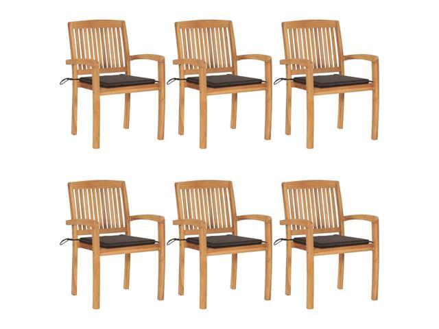 Click here for vidaXL 6x Solid Teak Wood Stacking Patio Chairs wi... prices