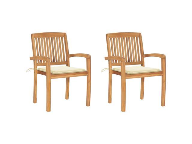Click here for vidaXL 2x Solid Teak Wood Patio Chairs with Cream... prices