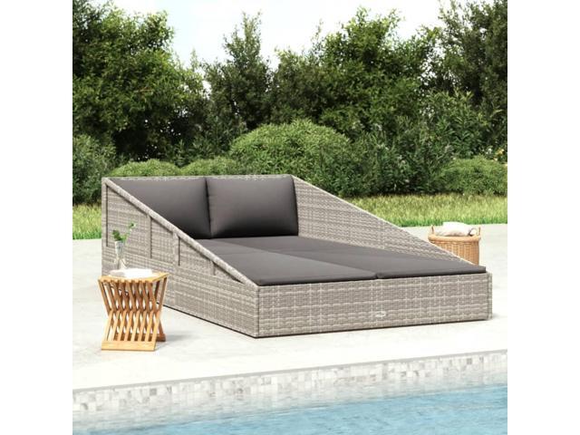 Click here for vidaXL Patio Bed Gray Poly Rattan Sun Lounger Outd... prices