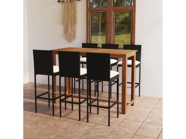 Click here for vidaXL Patio Bar Set with Cushions 7 Pieces Black... prices