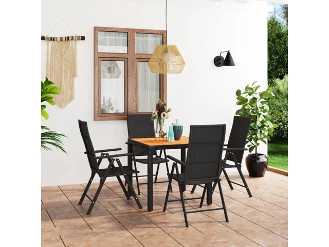 Click here for vidaXL Patio Dining Set 5 Piece Black and Brown Ou... prices