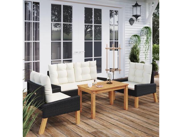 Click here for vidaXL Patio Furniture Set 4 Piece with Cushions P... prices