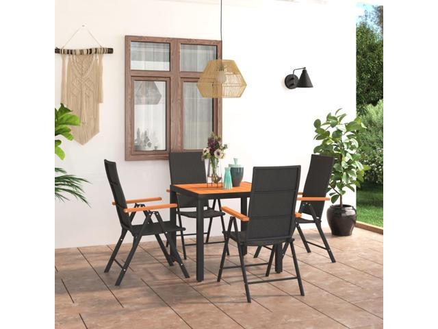 Click here for vidaXL Patio Dining Set 5 Piece Black and Brown Ou... prices