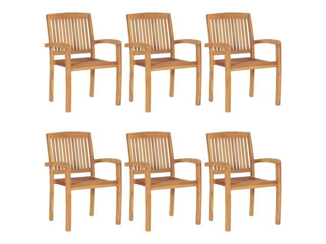 Click here for vidaxL 6x Solid Teak Wood Stacking Patio Chairs Ou... prices