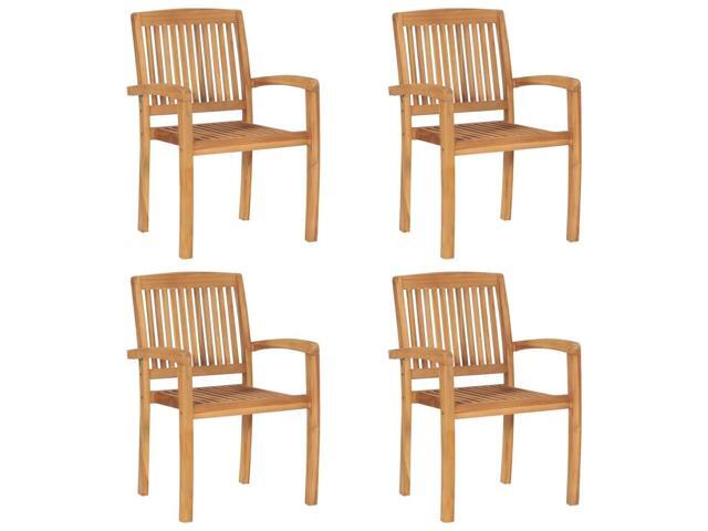 Click here for vidaxL 4x Solid Teak Wood Stacking Patio Chairs Ou... prices