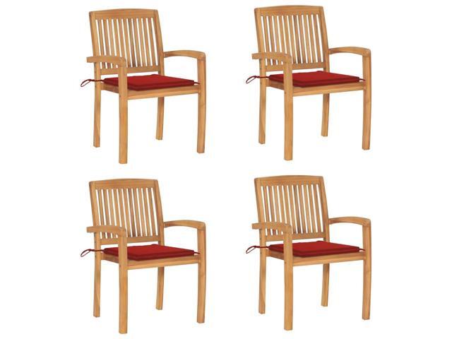 Click here for vidaXL 4x Solid Teak Wood Stacking Patio Chairs wi... prices