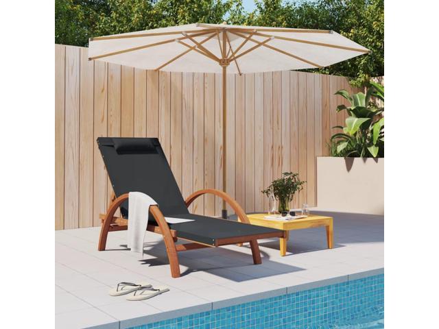 Click here for vidaXL Sun Lounger Grey Textilene  solid poplar wo... prices