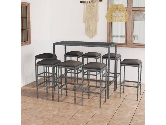 Click here for vidaXL Patio Bar Set 9 Piece Bar Stool Table with... prices
