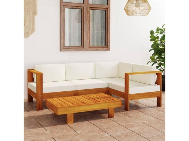 Click here for vidaXL Patio Lounge Set 5 Piece Sofa with Cream Wh... prices
