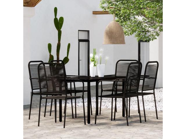 Click here for vidaXL Patio Dining Set 7 Piece Black Garden Outdo... prices
