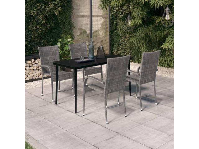 Click here for vidaXL Patio Dining Set 5 Piece Gray and Black Gar... prices