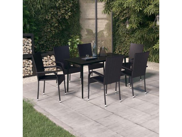 Click here for vidaXL Patio Dining Set 7 Piece Black Garden Outdo... prices