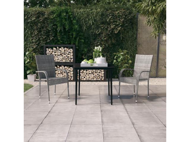 Click here for vidaXL Patio Dining Set 3 Piece Gray and Black Gar... prices