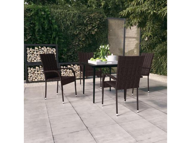 Click here for vidaXL Patio Dining Set 5 Piece Brown and Black Ga... prices