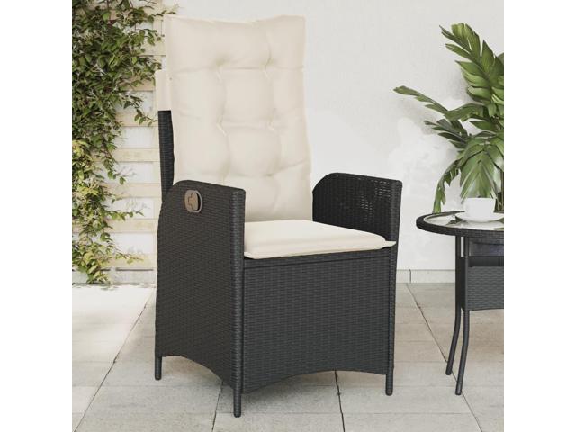 Click here for Reclining Patio Chair with Cushions Black Poly Rat... prices