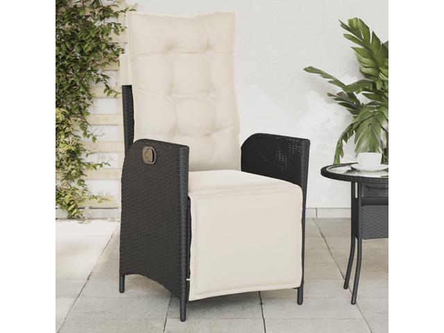 Click here for Reclining Patio Chair with Footrest Black Poly Rat... prices