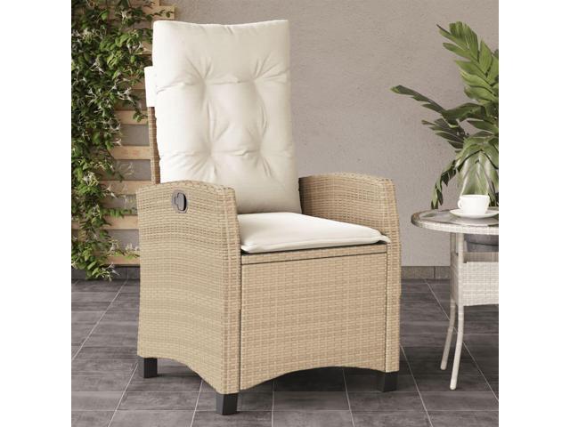 Click here for Reclining Patio Chair with Cushions Beige Poly Rat... prices