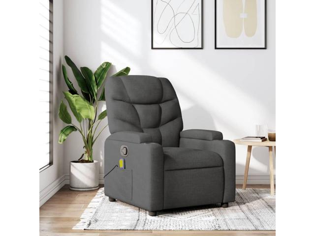 Massage Recliner Chair Dark Gray Fabric - Gray