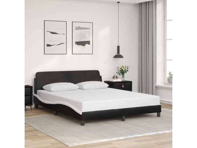 Click here for vidaXL Bed Frame with Headboard Base Black & White... prices