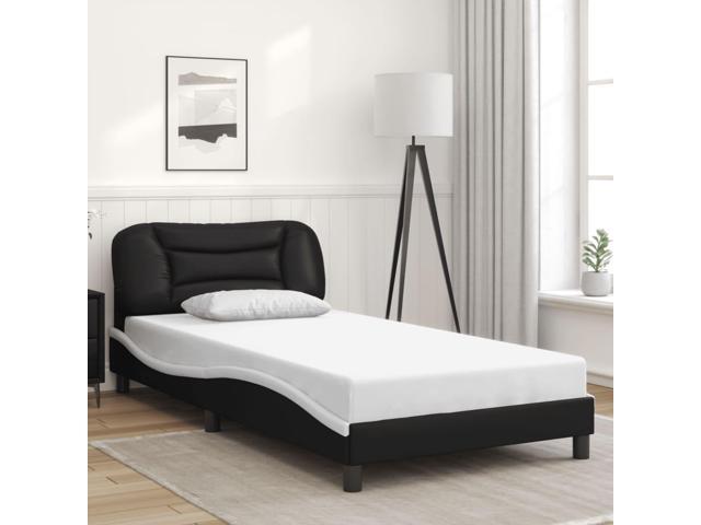 Click here for vidaXL Bed Frame with Headboard Black and White 39... prices