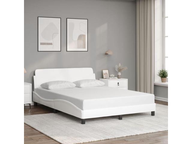 Click here for vidaXL Bed Frame with Headboard Platform White 53.... prices