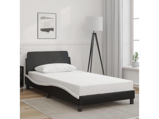 Click here for vidaXL Bed Frame with Headboard Base Black & White... prices