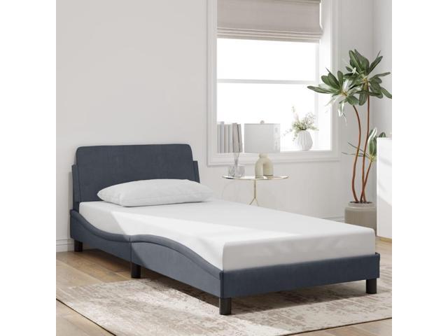 Click here for vidaXL Bed Frame with Headboard Platform Dark Gray... prices