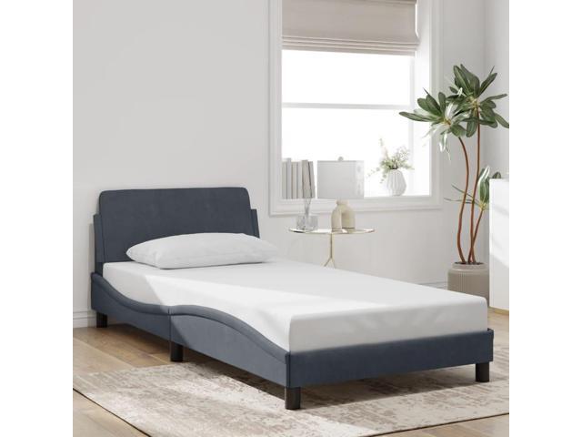 Click here for vidaXL Bed Frame with Headboard Base Dark Gray 39.... prices
