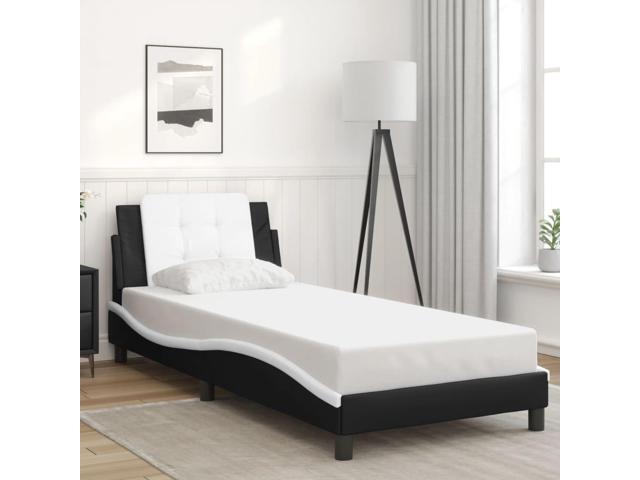 Click here for vidaXL Bed Frame & Headboard Base Black & White 39... prices