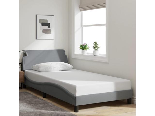 Click here for vidaXL Bed Frame with Headboard Platform Light Gra... prices