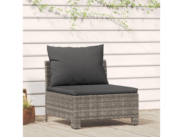 Click here for vidaXL Patio Middle Sofa with Cushion Gray Poly Ra... prices