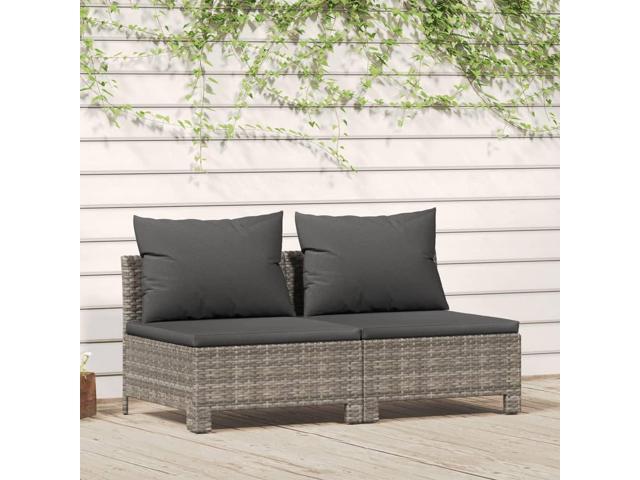 Click here for vidaXL 2-Seater Patio Sofa with Cushions Gray Poly... prices
