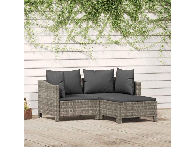 Click here for vidaXL Patio Lounge Set 3 Piece with Cushions Gray... prices